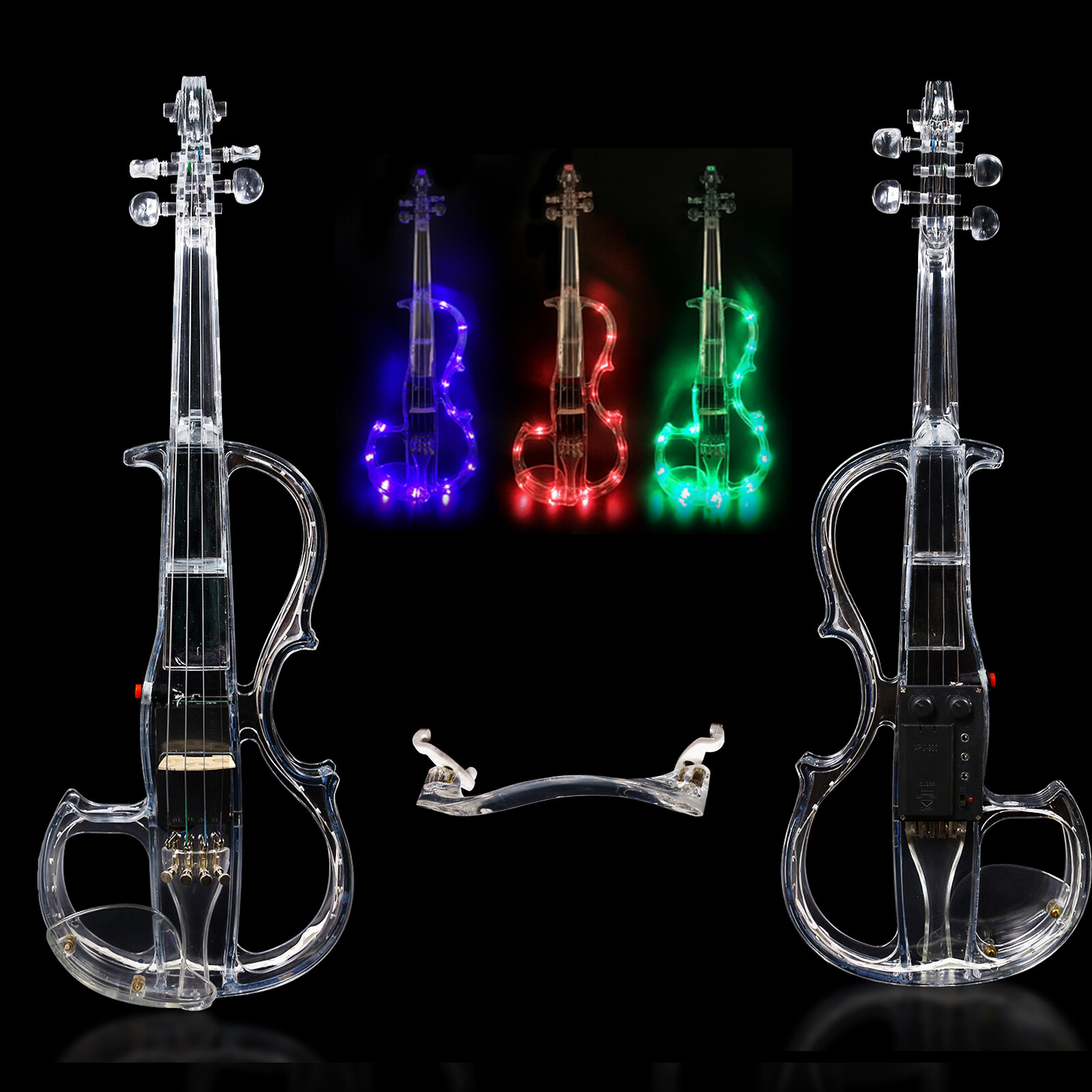 4/4 Electric Violin Transparent Crystal Acrylic VIolin With Led Light ...