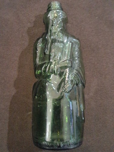 Vintage Green Glass Liquor Bottle Poland Springs Old Asian Man with ...