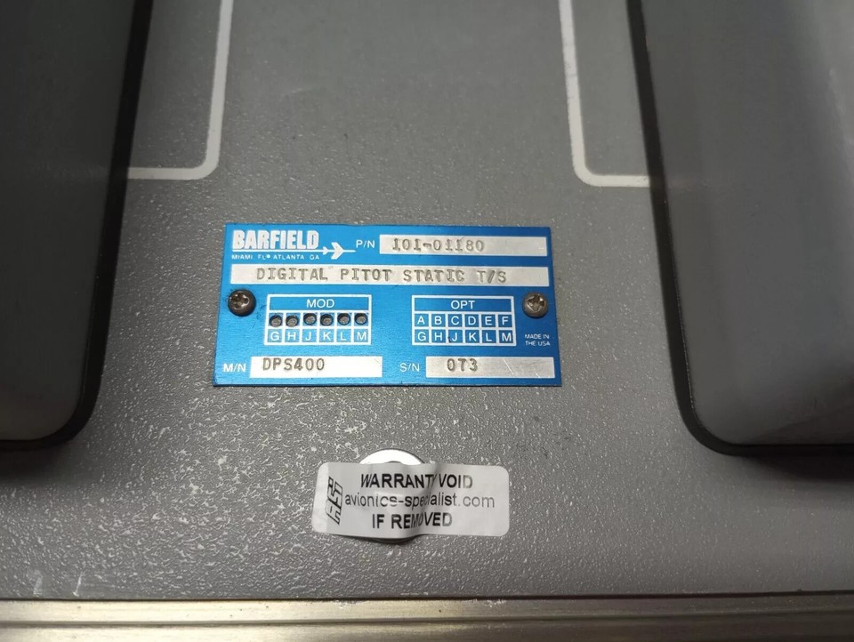 101-01180 - Barfield Pitot Static Test Set DPS400 - Calibrated in 2024 ...