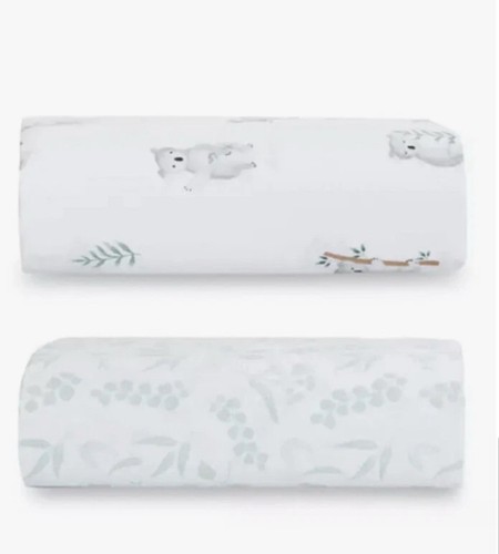 2 pc set Baby Nursery Crib 100% Organic Cotton Cot Sheet Set Fitted Koala Leaves | eBay Australia