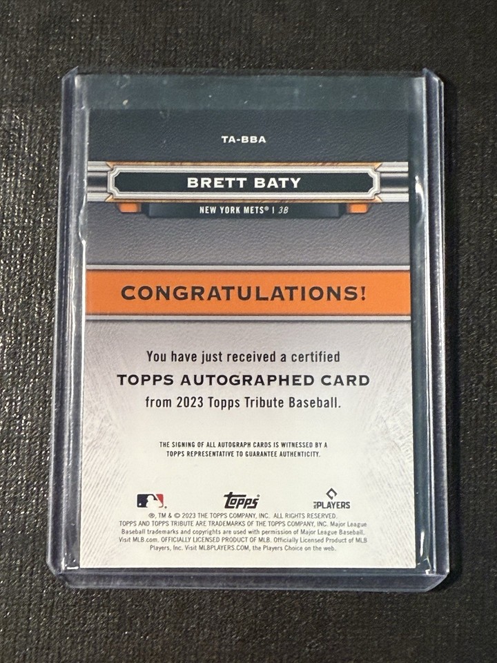 2023 Topps Tribute - Brett Baty #TA-BBA Autograph Green /99 Mets Rookie ...