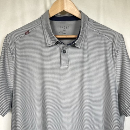 Rhone Polo Shirt Mens XL Golf Commuter Performance Stretch Gray Stripe ...