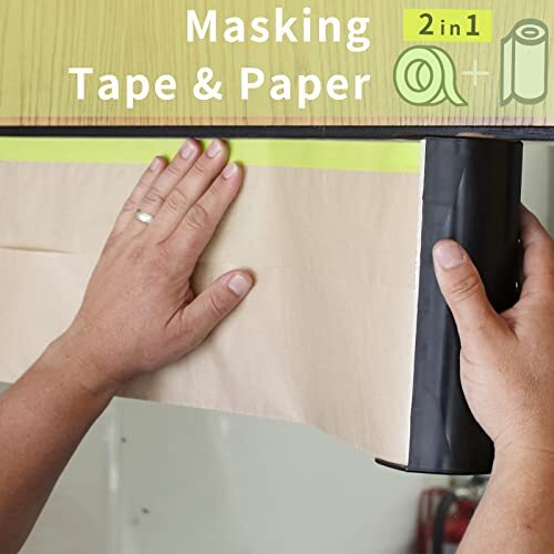 Pre-Taped Masking Paper for Painting - 12 inch x 50 feet Tape and Drape ...