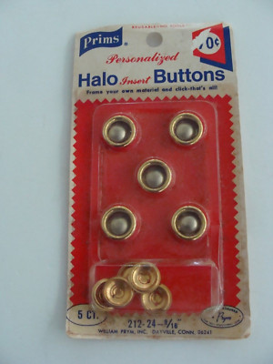 VTG NOS SEALED Halo 9/18 inch Reusable Silvertone Insert Buttons Orig ...