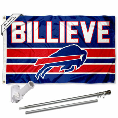 Buffalo Bills Billieve Slogan Flag Pole and Bracket Kit | eBay