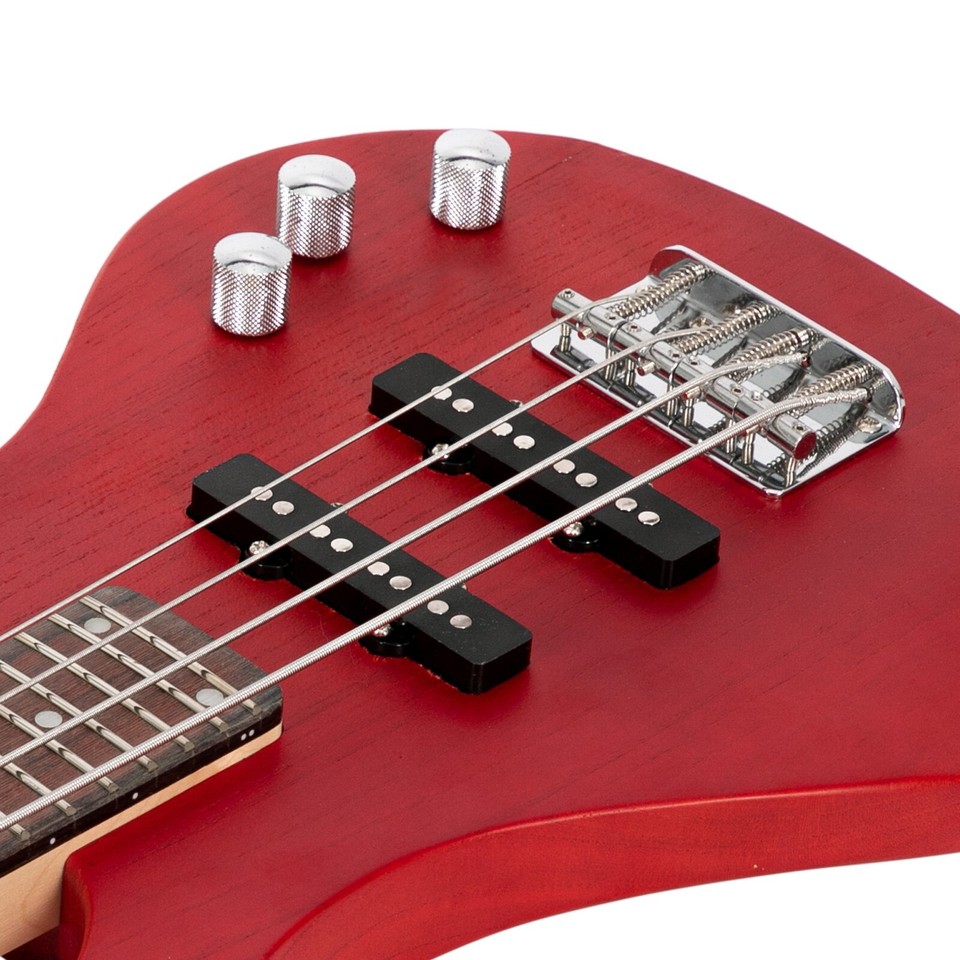 Glarry GW101 36in Red Small Scale Mahogany Electric Bass Guitar SS ...