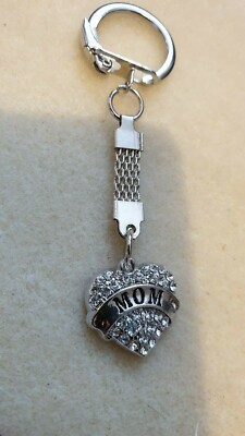MOM KEY RING, CLEAR RHINESTONE HEART | eBay UK