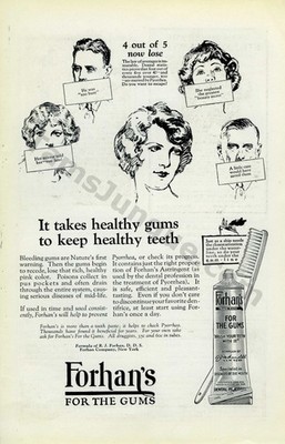 1925 Forhan's Clean Gums Toothpaste Dental Ribbon PRINT AD Wall Decor ...