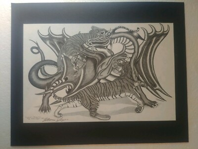 Shane Slayer Violent Champions Dragon & Tiger B & W Print 89' Signed | eBay