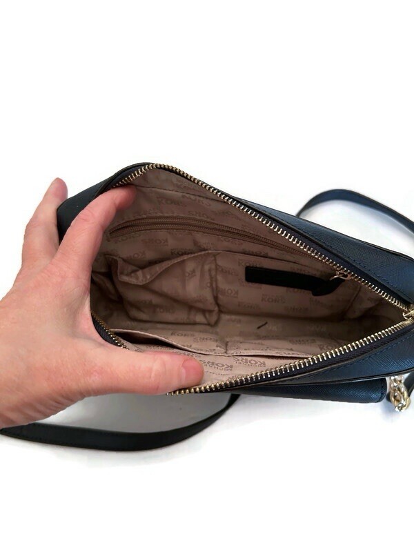 MICHAEL KORS MK GEORGIA MEDIUM MESSENGER CROSSBODY LEATHER BAG Navy | eBay