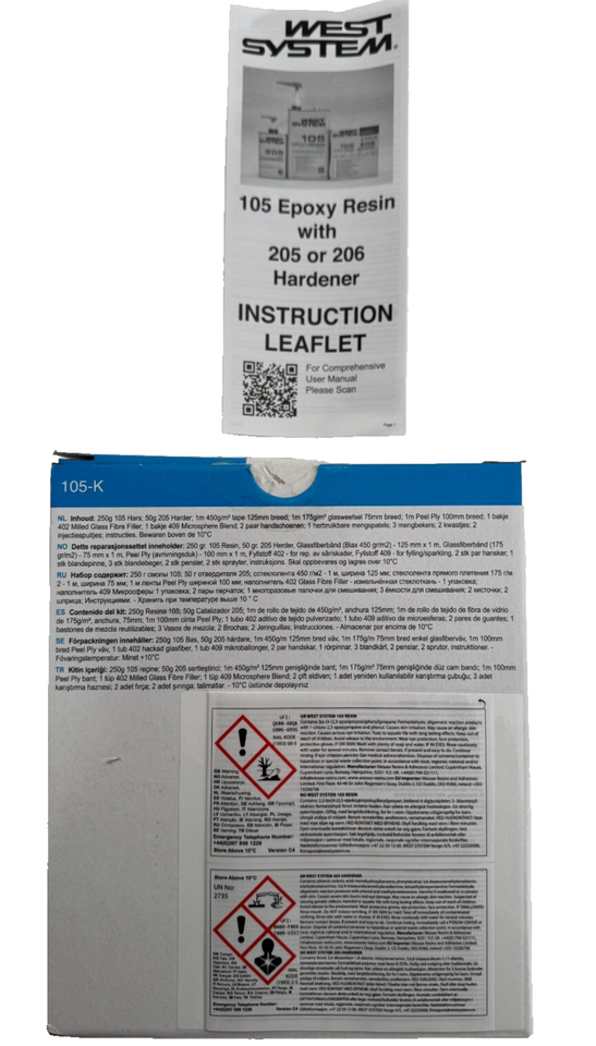 Fibre Glass Epoxy Repair Kit West System 105-K Boat Repairs 105 205 | eBay