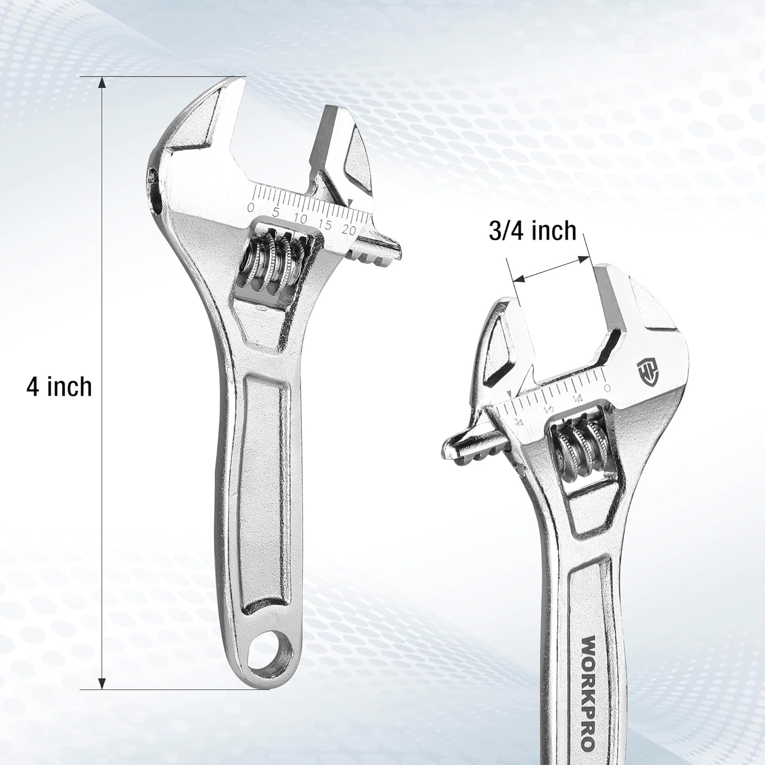 4-Inch Adjustable Wrench Heavy Duty Spanner with Inch/Metric Scale ...