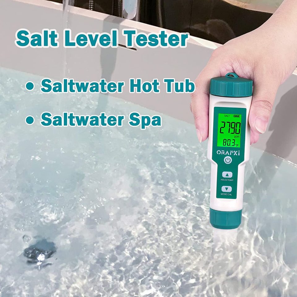5 in 1 Digital Pool Salt Meter Water Tester pH Salinity Saltwater Pond ...