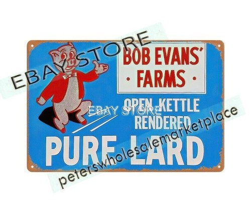 pure lard pig hog swine farm pork meat livestock metal tin sign old ...