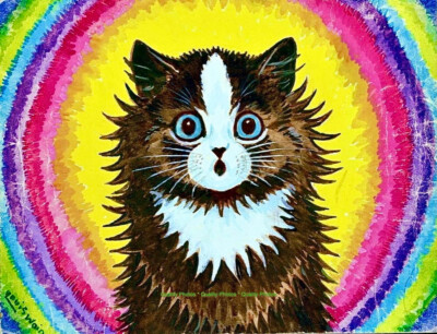 Cat in a Rainbow 8.5x11" Photo Print Louis Wain Artwork Colorful ...