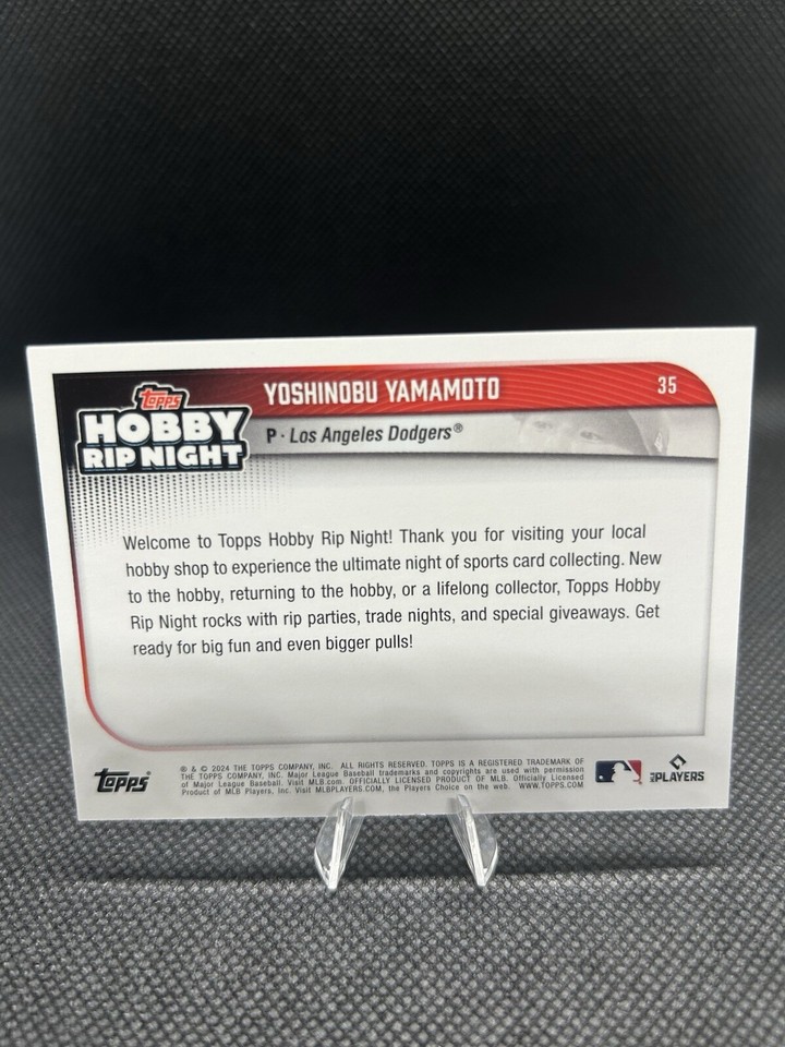 2024 Topps Hobby Rip Night Yoshinobu Yamamoto Red Parallel Rookie RC SP ...