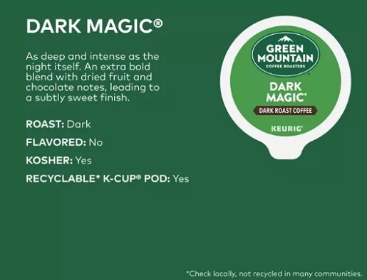 Green Mountain Dark Magic Coffee, Dark Roast, 96 count. Free Shipping ...
