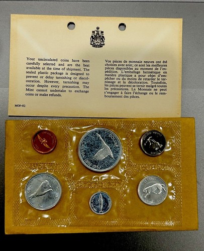 Canada 1967 PL 6 Coin Mint Set Sealed * 1.1 Oz Silver * Confederation ...