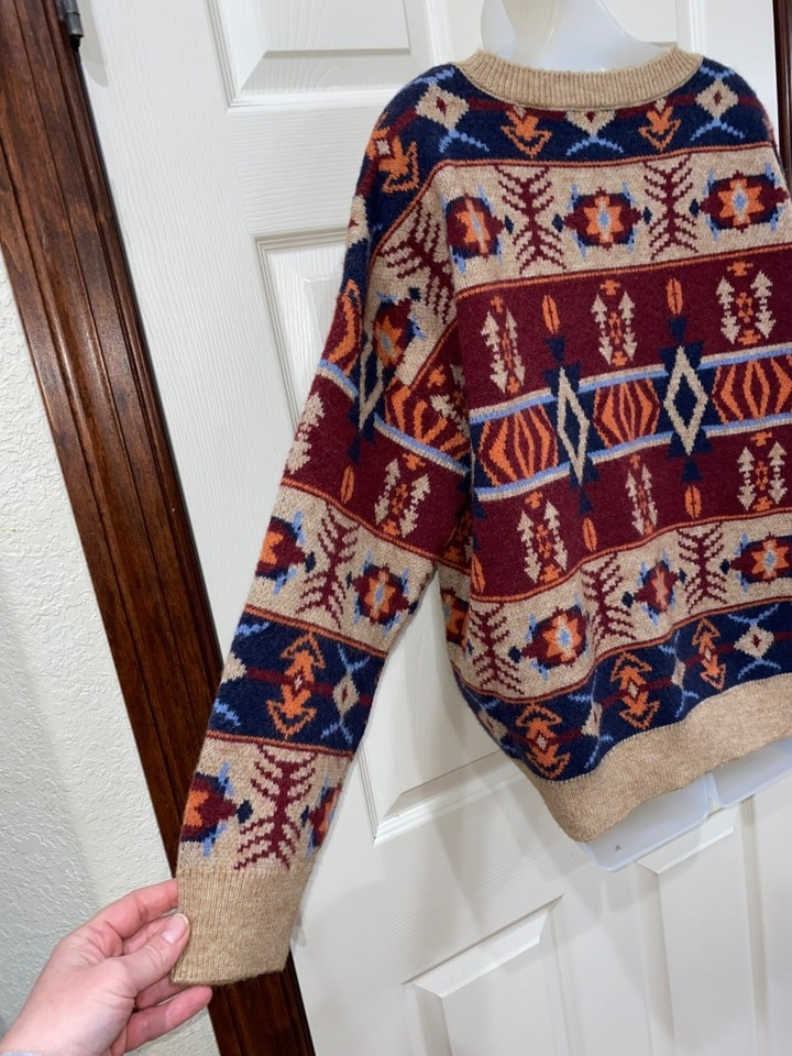 Panhandle Western Aztec Southwest Knit Sweater Women’s Large Oversized ...