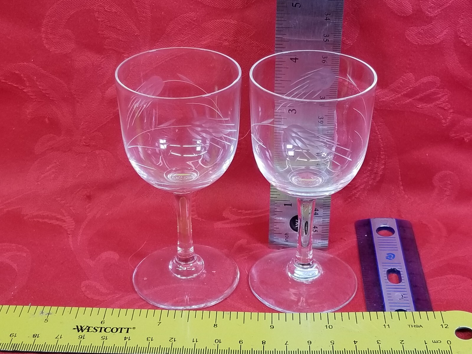 2 Sasaki Noritake Wheat Pattern 4 1/4" wine glass Etched crystal | eBay