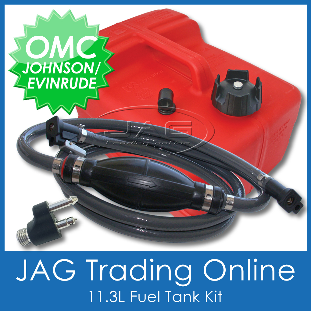 OUTBOARD FUEL TANK KIT- JOHNSON OMC FUEL LINE & FITTING & 11.3 LITRE ...