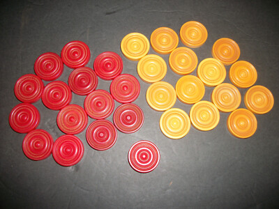 Vintage Bakelite Red (Cherry) & Butterscotch Checkers - 30 Checkers | eBay