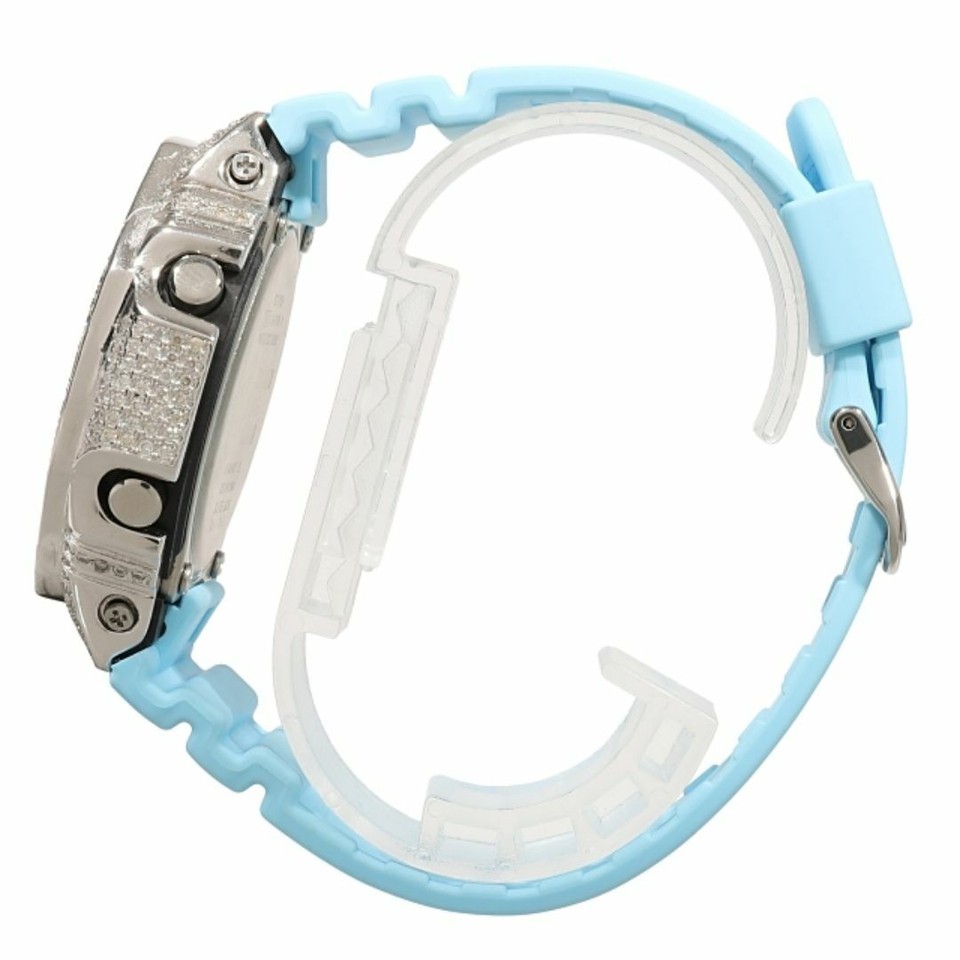 G SHOCK Custom GA2100 Moissanite .925 Silver Casioak Sky Blue with GRA ...