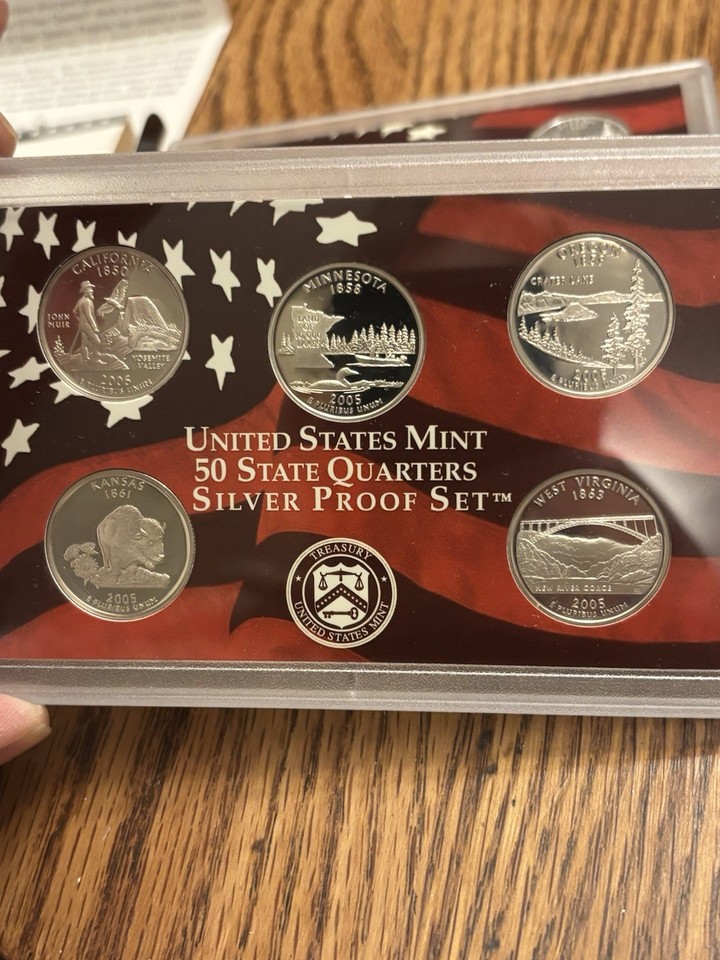 Two Sets 2005 US Mint 50 State Quarters Silver Proof COA OGP 2005 ...