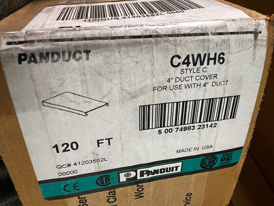 PANDUIT FS4X3WH6NM C4WH3 4"x3" White Solid Wiring Duct & Cover - 120 ...