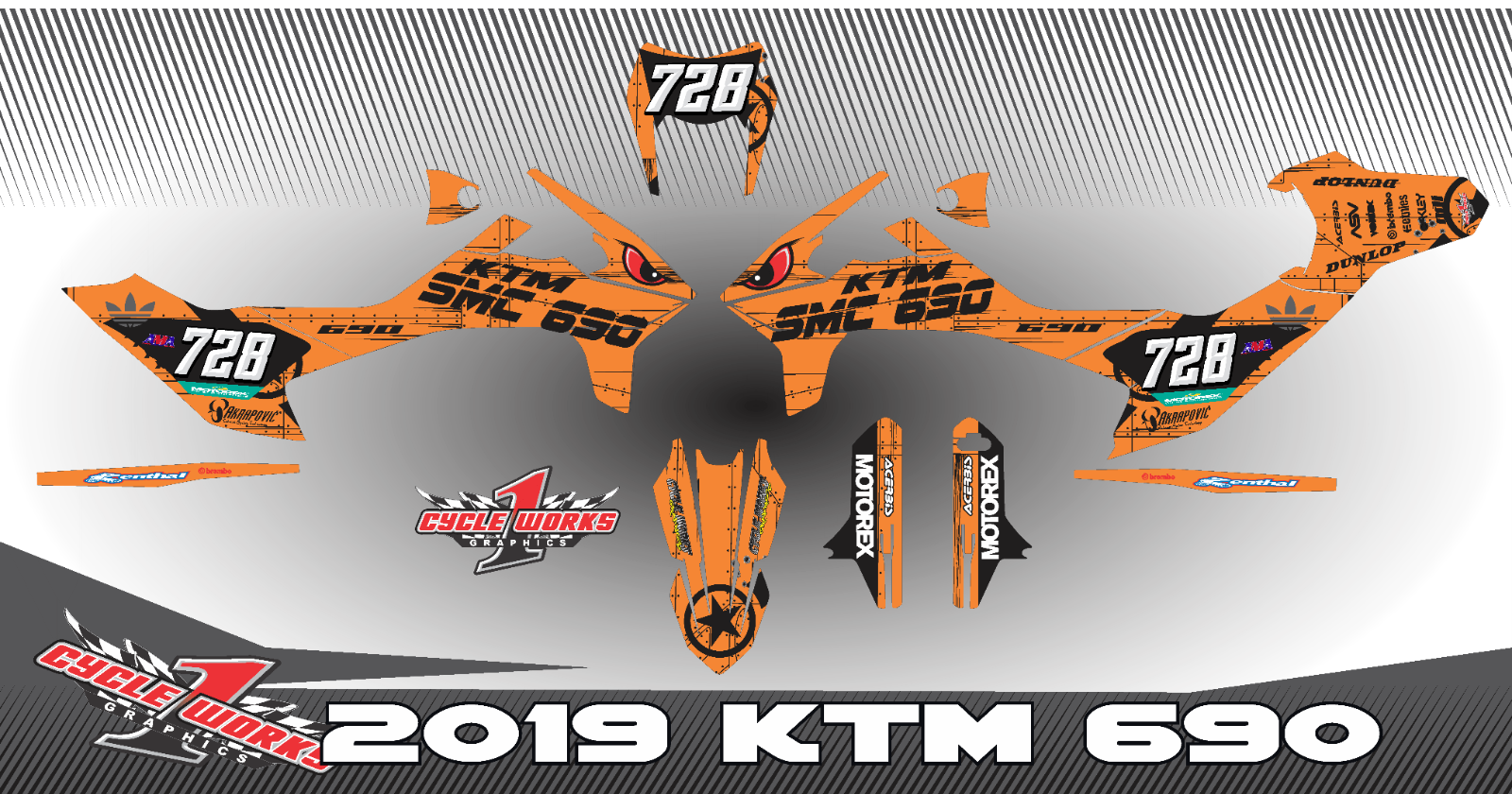 KTM 690 SMC-R smc SUPERMOTO 19 N UP SEMI CUSTOM GRAPHICS KIT WAR3 | eBay