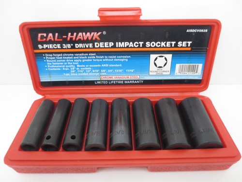 Cal Hawk 9 Piece 3/8" Drive Deep Impact Socket Set AISDCV093S | eBay