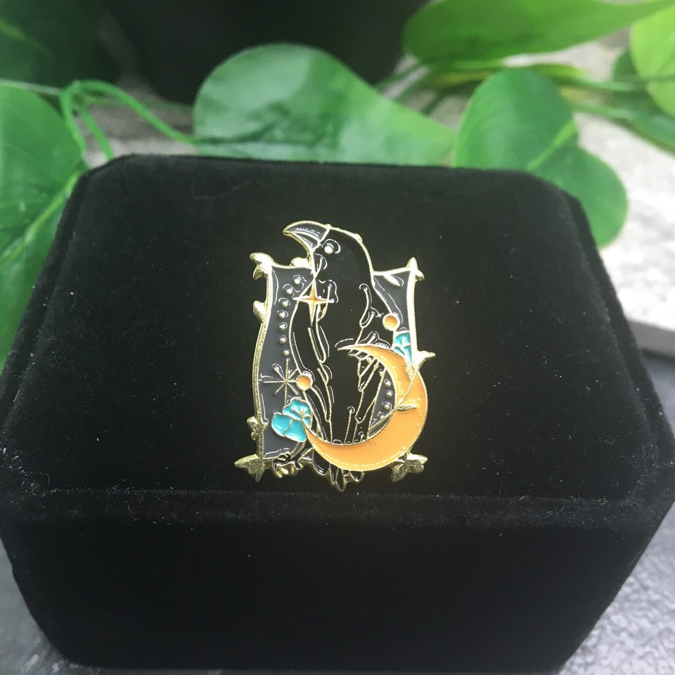 Lapel Pin 1" Black Raven Crow Enamel Button Broach New Free Ship A1003 ...