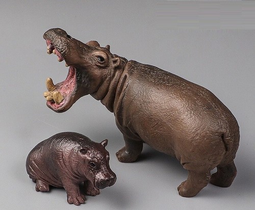 Hippo with Baby Animal Toy PVC Action Figure Doll Kids Toys Party Gifts ...