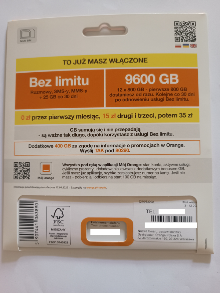 Polish SIM CARD from network Orange 3in1 (Standard-Micro-Nano) | eBay