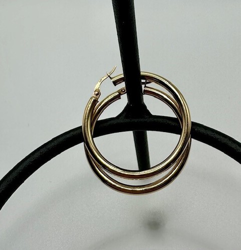 14K Signed (GCJ) Yellow Gold Hoop Earrings | eBay