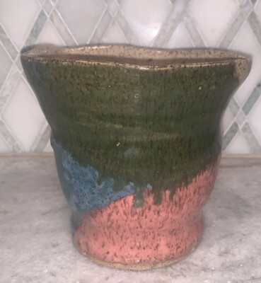 Vintage 2003 Artist Signed Pottery Vase Planter 5.25”T 6”Diam Top ...