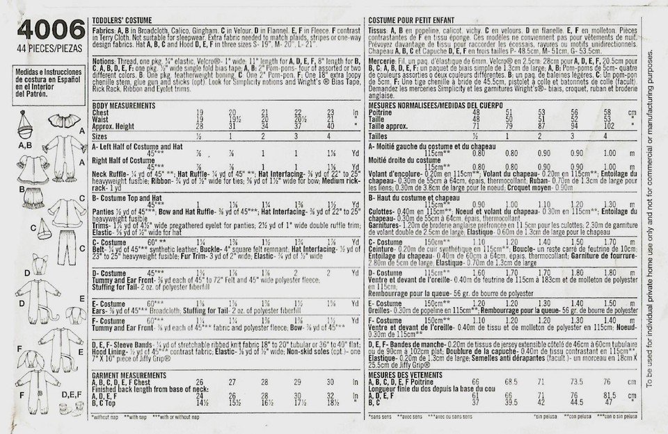 Simplicity Sewing Patterns For Dummies Costumes Your Choice Child/Girls ...