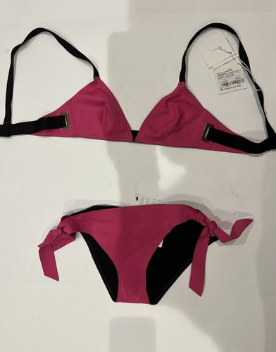 La Perla Pink Black SILK 2ps Swimsuite Size Bra T-2 Bikini T-4 Size M ...