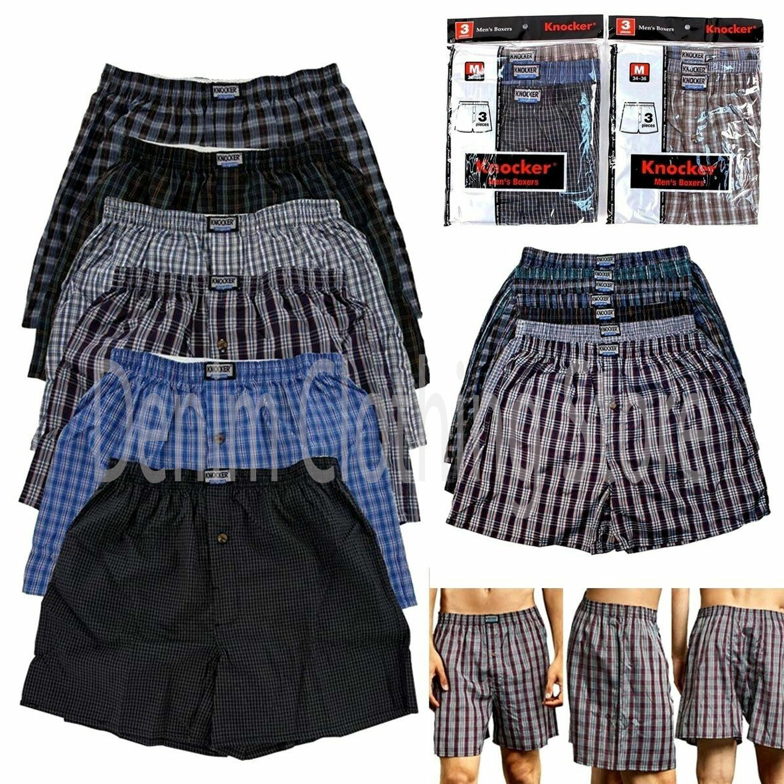 3 6 12 Pack Lot Men's Premium Boxer Underwear Plaid Shorts Briefs Trunk ...