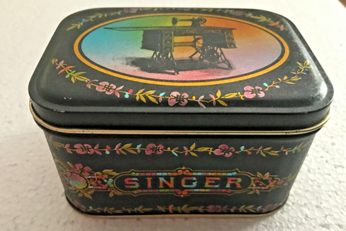 Vintage Singer Metal Tin Bristol Ware Rectangular Button/Pin Box Hong ...