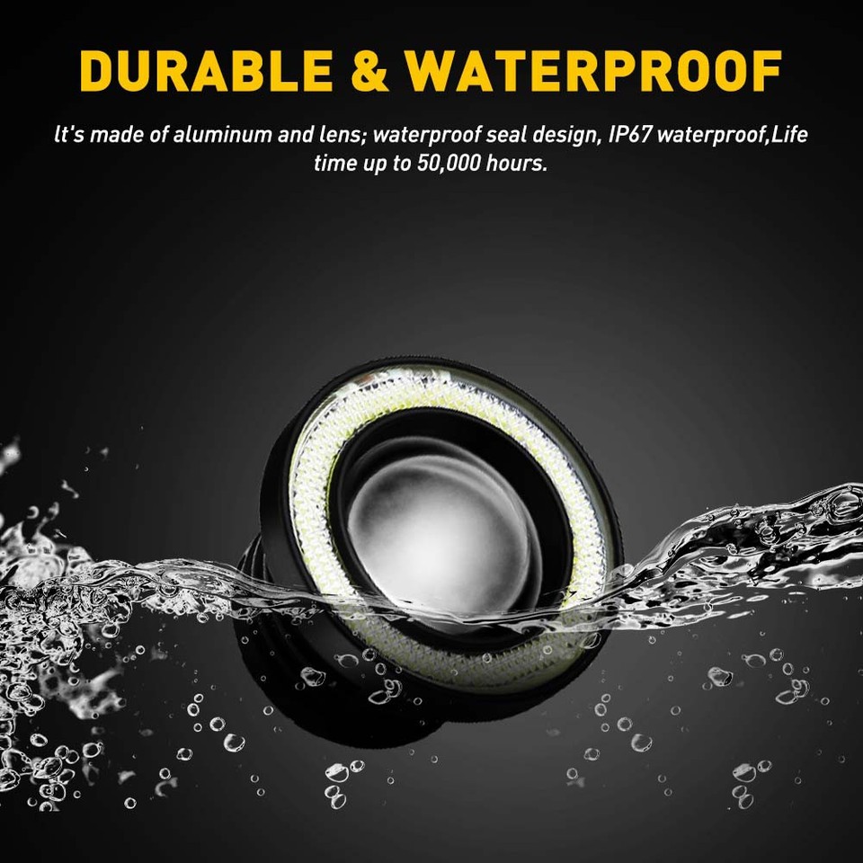 White 3" Inch Projector Car COB LED Fog Lights Angel Eyes Halo Ring ...