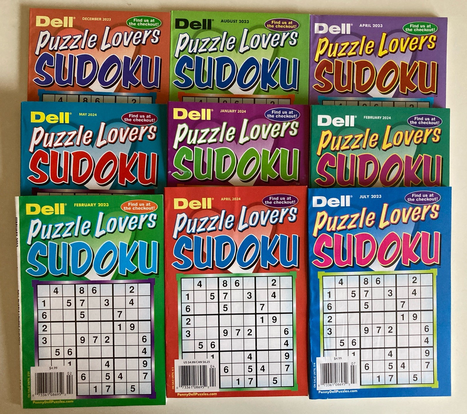 Lot of 6 Dell Puzzle Lover's Sudoku Puzzle Books **Unsorted** All ...