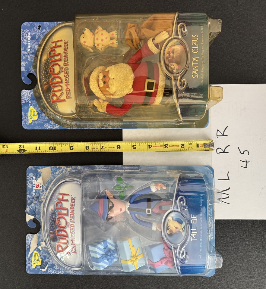 Rudolph Red Nose Reindeer Tall Elf / Fat Santa Claus Lot 45 Memory Lane ...
