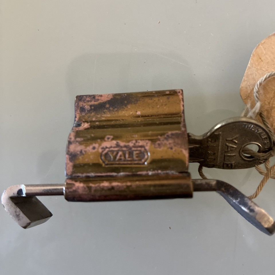 Rare Yale Brass Lock & Key Original Antique Box Salesman Sample ...