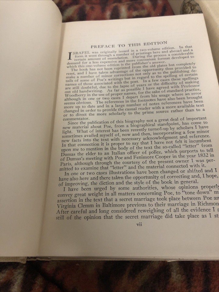Israfel The Life And Times of Edgar Allen Poe In One Volume 1934 ...