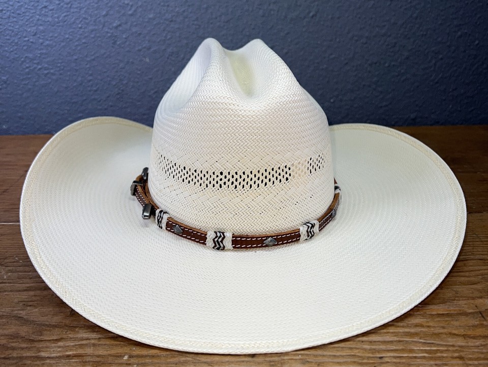 LARRY MAHAN by Milano 10x Straw Western Hat MARSHALL 6 3/4 54 Cavenders ...