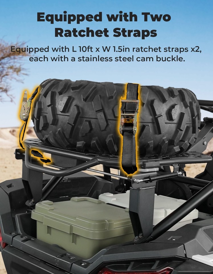 Rear Cargo Rack Pivoting Tire Rack For Polaris RZR XP 1000 / XP 4 1000 ...