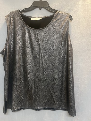 Caroline Rose Blouse Tank Top Women 2X Silver Black —D7 | eBay