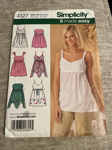 Simplicity 4127 Misses Top w/ Bodice Hemline Variations Pattern Sz 6-14 Uncut | eBay