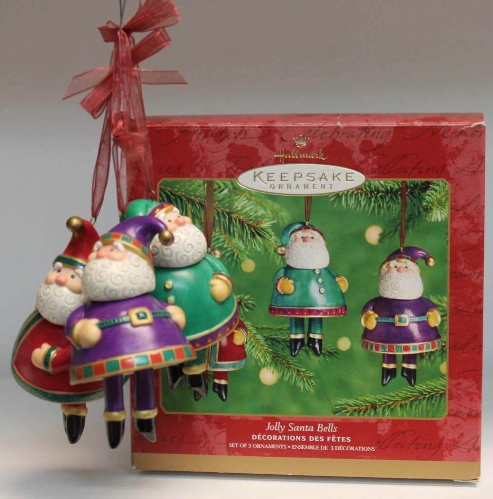 2001 Hallmark Keepsake Ornament Jolly Santa Bells Set of 3 | eBay